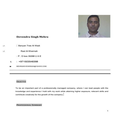CV of Devendra Singh | DOC