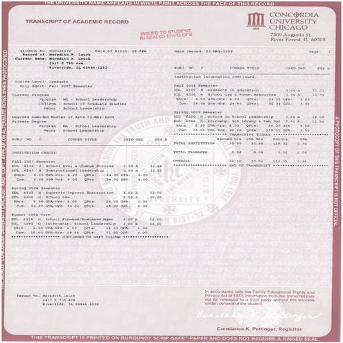 Concordia transcript | PDF