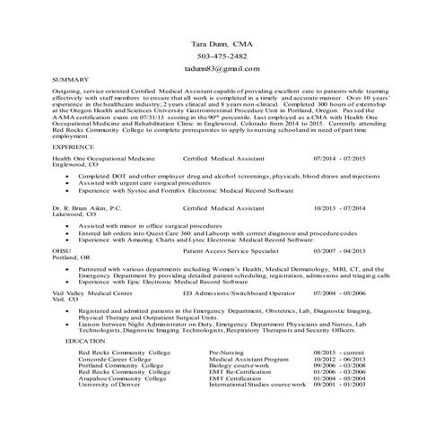 2017 Tara Dunn CMA resume | DOCX