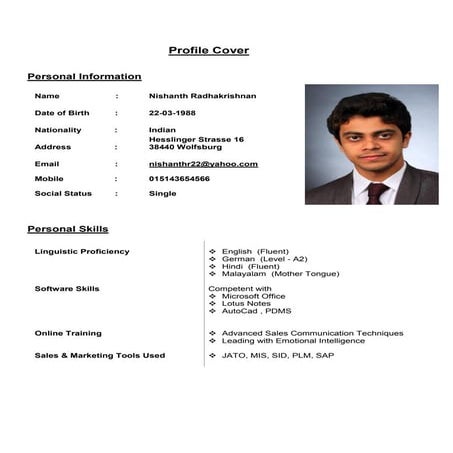 Curriculum Vitae, Nishanth Radhakrishnan | PDF