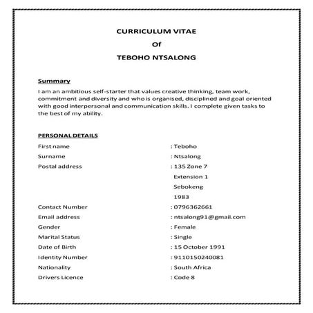 THEMBANI CV | PDF
