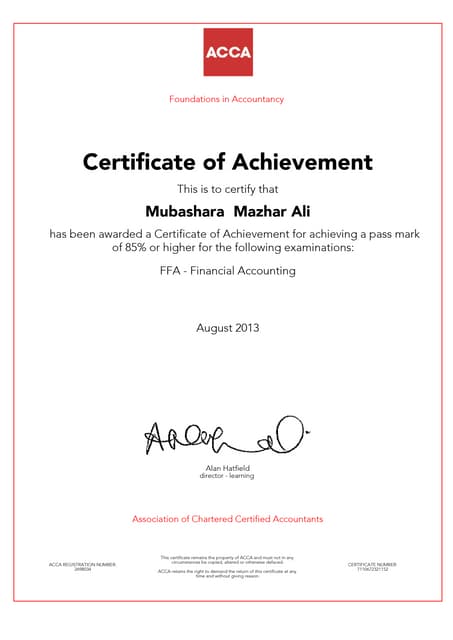 ACCA Certificate | PDF | Business | Business and Finance