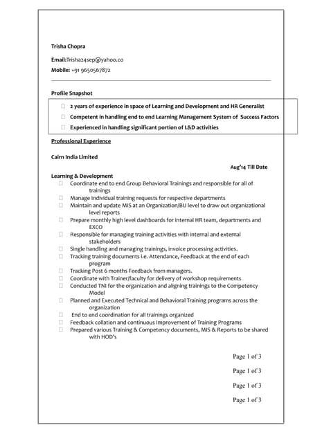 Resume for MIS Executive | PDF
