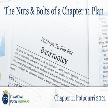 The Nuts & Bolts of a Chapter 11 Plan (Series: Chapter 11 Potpourri) | PDF