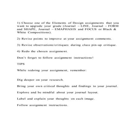 1) Choose one of the Elements of Design assignments that you wan | PDF