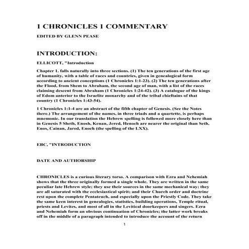 1 chronicles 1 commentary | PDF