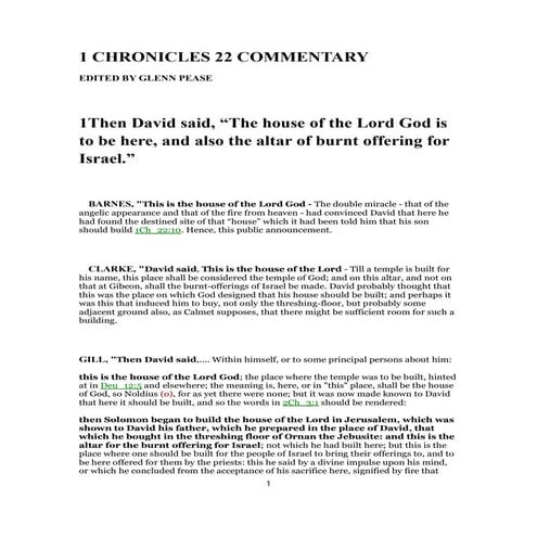 1 Chronicles 22 Commentary Pdf