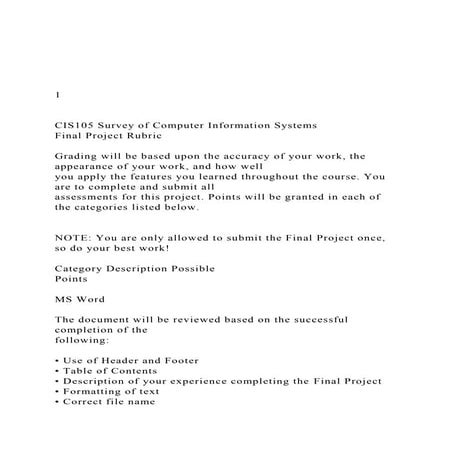 1 Cis105 Survey Of Computer Information Systems Fidocx