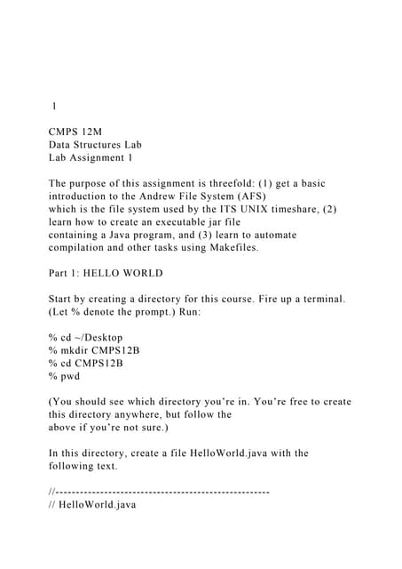 1 Cmps 12m Data Structures Lab Lab Assignment 1 Docx