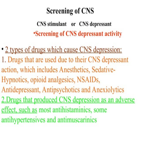 Cns stimulants and depressants screening models | PPTX
