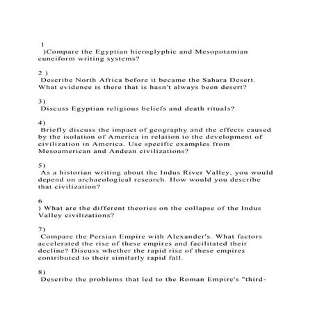 1 )Compare the Egyptian hieroglyphic and Mesopotamian cuneifor | DOCX ...