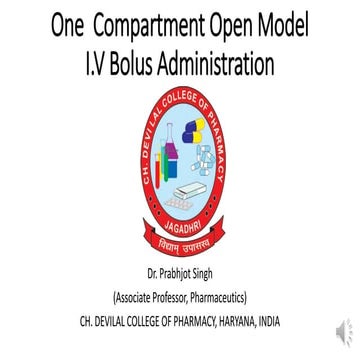 1 compartment model IV bolus administration equation | PPTX