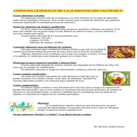 Consejos de la alimentacion saludable | PDF