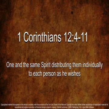2nd Sunday - Second Reading - 1 Corinthians 12:4–11 – | PPSX