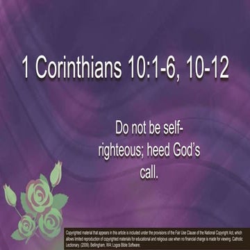 3rd Sunday of Lent - Second Reading - 1 Corinthians 10:1–6, 10–12 | PPSX