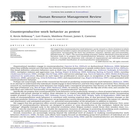 Counterproductive work behavior as protest | PDF | Career Planning ...