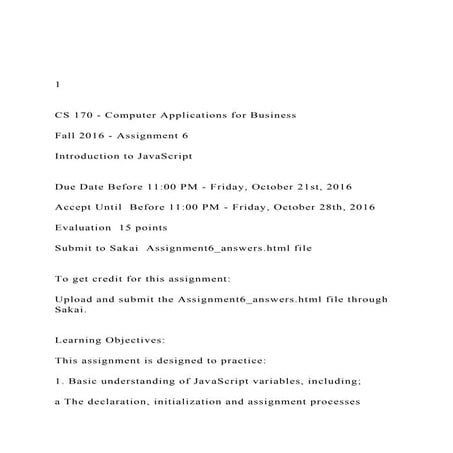 1 Cs 170 ‐ Computer Applications For Business Fall Docx 2642