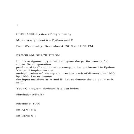 1 Csce 3600 Systems Programming Minor Assignment 6 Docx