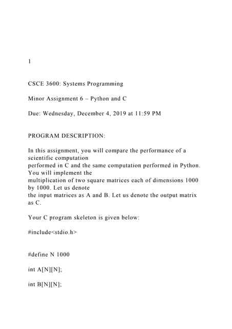1 Csce 3600 Systems Programming Minor Assignment 6 Docx