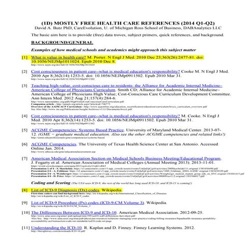 1 d (mostly) free health care references (jan 2014) | PDF
