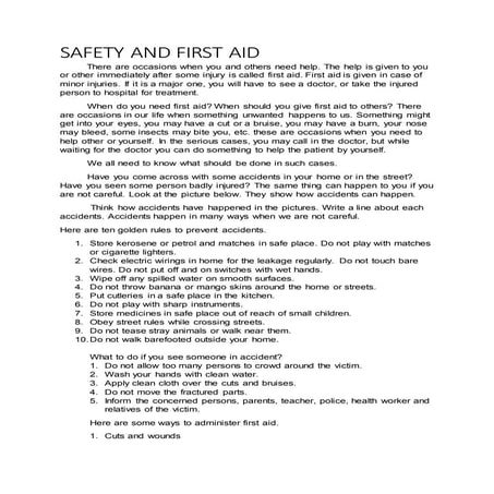 SAFETY AND FIRST AID | PDF