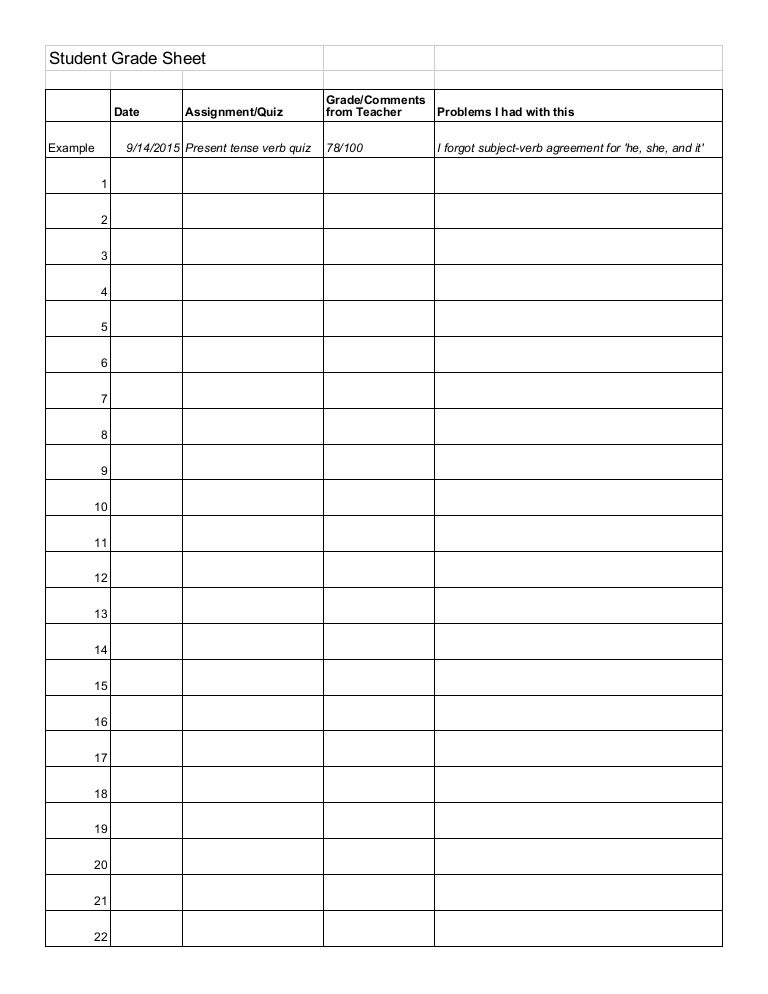 Student Grade Sheet Student Grade Sheet