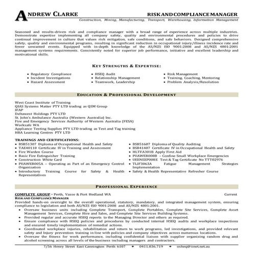 Resume for Andrew Clarke | PDF