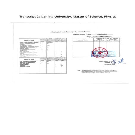 Transcripts_Physics_Xiaochen Liu | PDF | Postgraduate Education ...