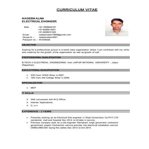 nadeem alam cv | DOCX