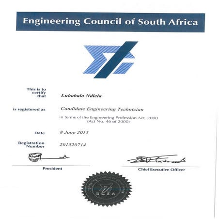 ECSA Certificate | PDF