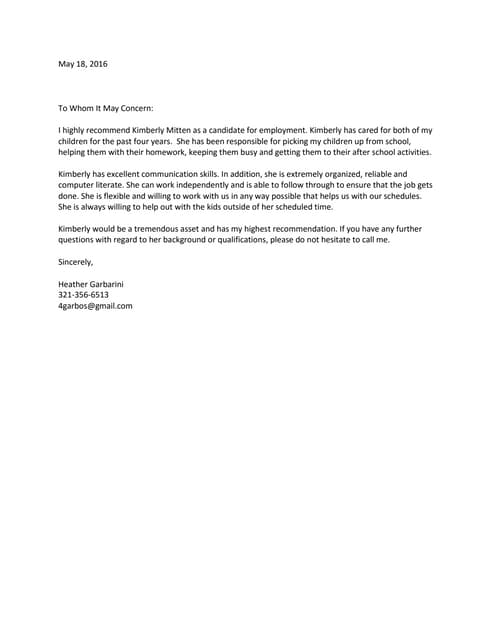 Chick-Fil-A recommendation letter | PDF
