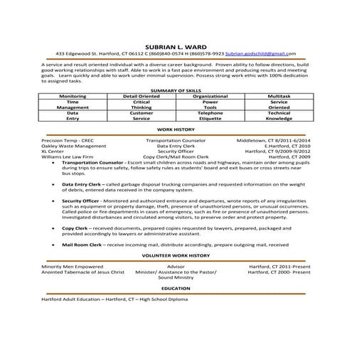 resume SUBRIAN L Ward | DOC