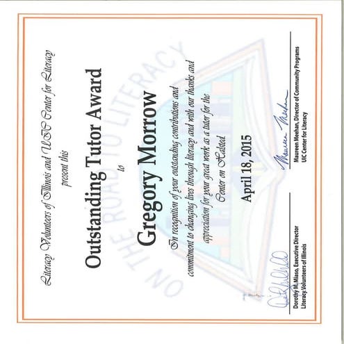 _G Morrow Outstanding Tutor Award April 2015_ | PDF