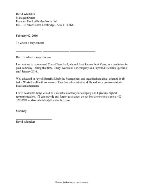 Church Letter of Recommendation | PDF