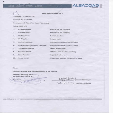 Al Baddad Offer Letter | PDF
