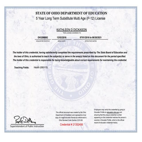 State of OH Dept of ED Sub License | PDF | Education