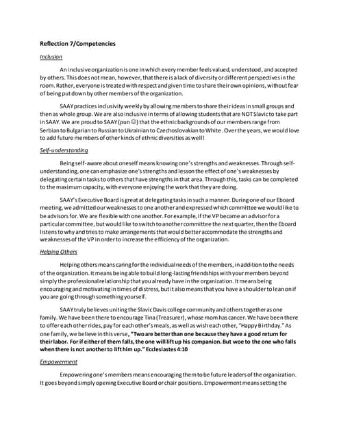 Reflection Blog 6 | PDF