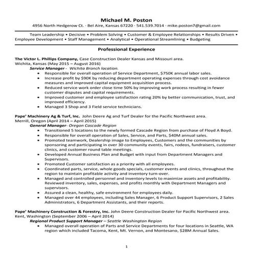 Michael M Poston Resume | PDF