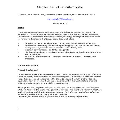 Steve Kelly CV current (1) (Autosaved) | DOC