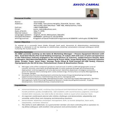 Savio Cabral - CV-01 [S&M] | DOCX
