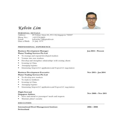 Kelvin Lim CV | DOCX
