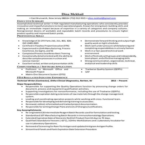 Dina Mekhail Resume | DOCX
