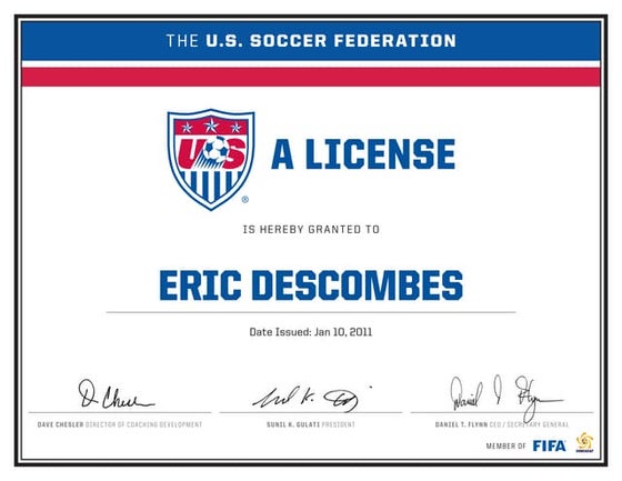 F License Certificate US Soccer | PPT