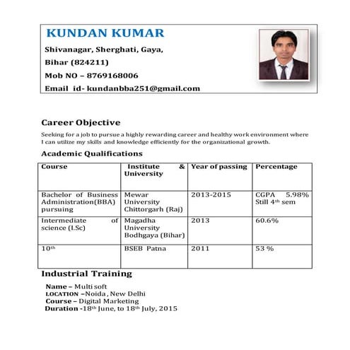 Resume for Store incharge | PDF