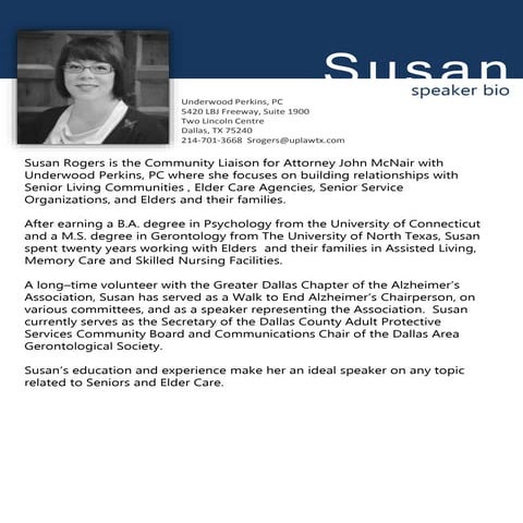 Speaker Bio - Susan Rogers | PPTX
