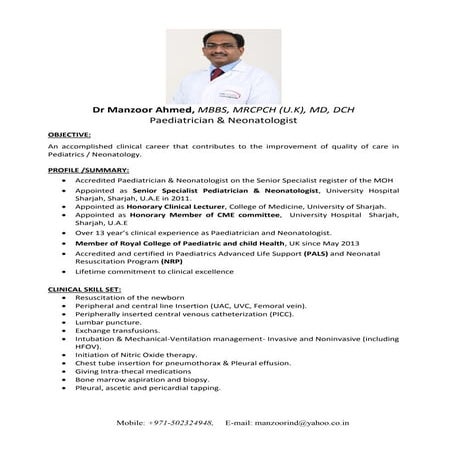 Dr Manzoor CV new | PDF