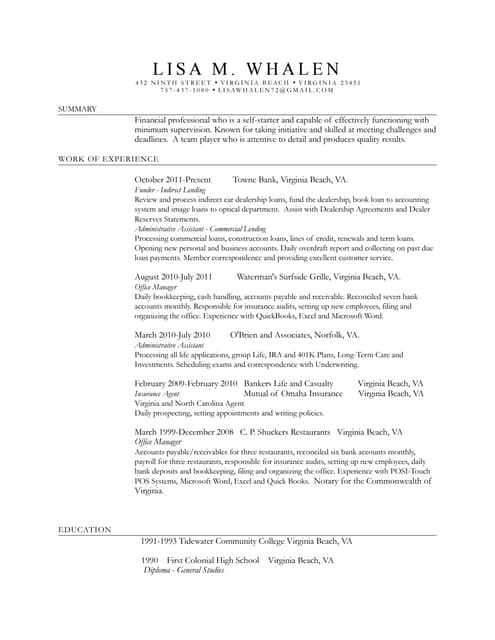 resume for elizabeth Mitchell | PDF