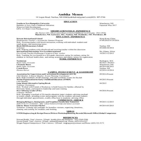 RevisedResume (1) | DOCX | Daycare and Pre-School | Parenting