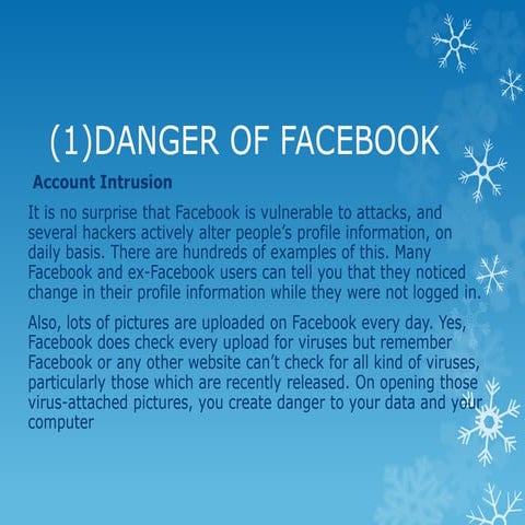 1) Danger of facebook | PPT