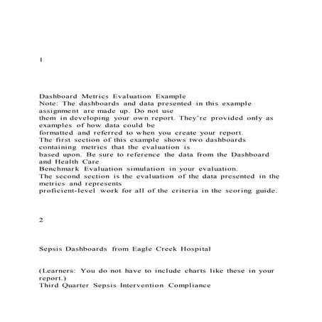 1 Dashboard Metrics Evaluation Example Note The d | PDF